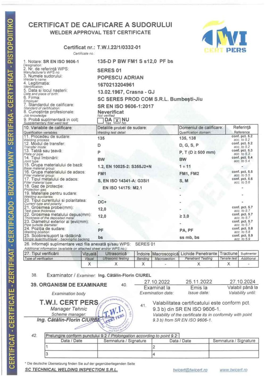 Certificari – Seresprod
